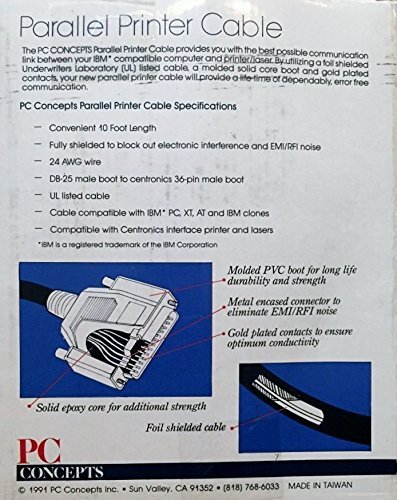 Vintage PC Concepts Parallel Printer Cable DB-25 Male to Centronics 36 ...