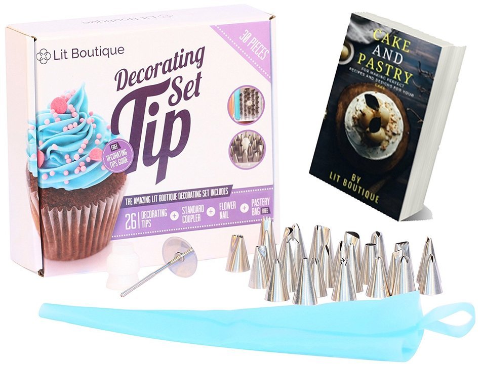 30 Piece Cake Decorating baking tools set- 26 Stainless Steel tips in ...