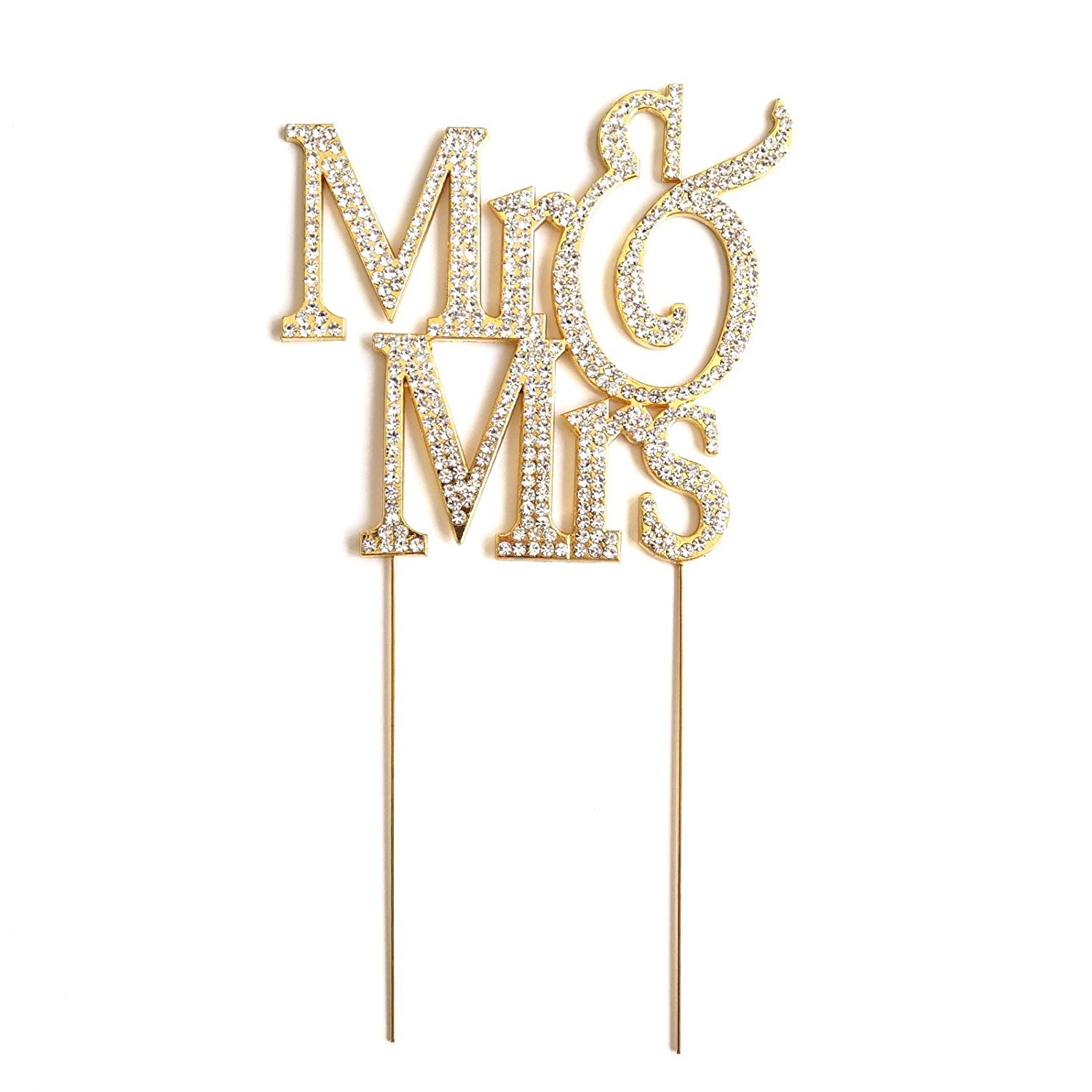 Mr & Mrs Gold-plated Monogram Silhouette Rhinestone Wedding Cake Topper ...