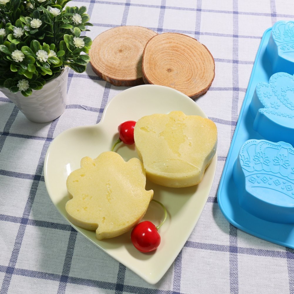 Cake Bread Molds, 2PCS YYP [6 Cavity Crown Shape Mold] Silicone Cake ...