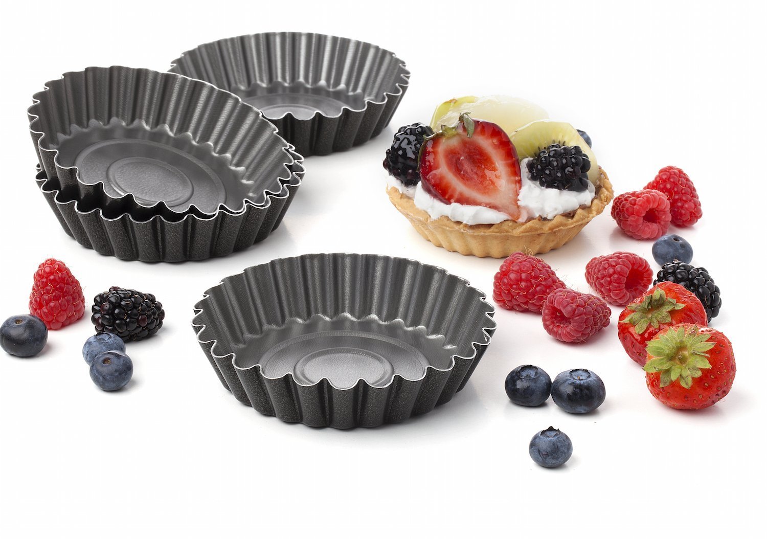 QUALITY SET OF 4 TART PANS - perfect moulds for Tartlets, tarts, quiche ...