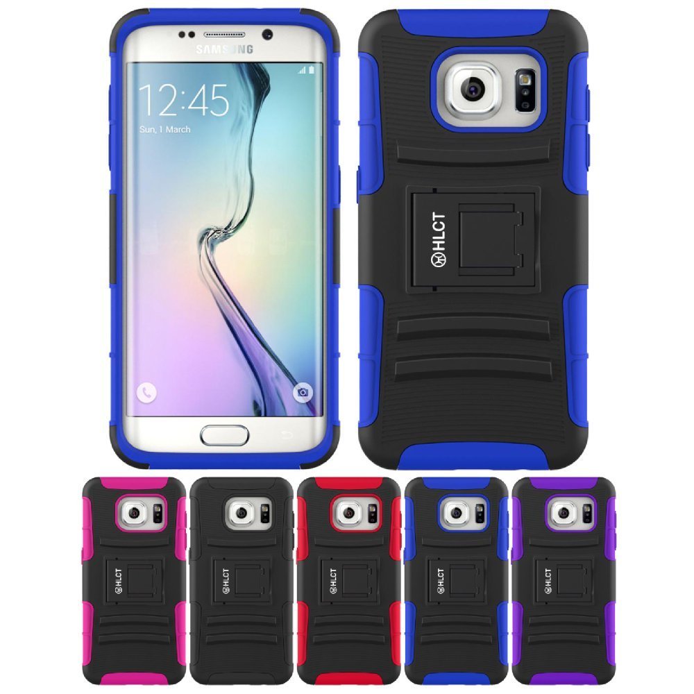 Galaxy S7 Edge Case, HLCT Rugged Shock Proof Dual-Layer Case with Built ...