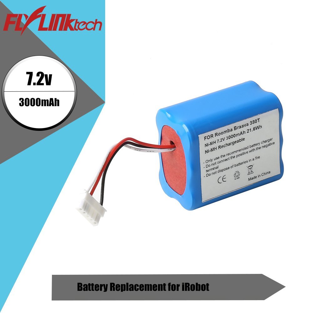 Flylinktech 7.2v 3000mAh Ni-MH Mint 5200 Battery Replacement for iRobot ...