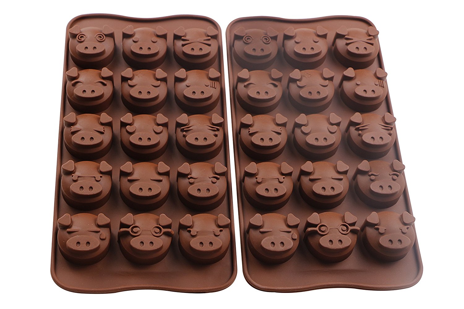 Webake Silicone Chocolate Molds, Candy Molds, 15-Cavity, Lovely Pig ...
