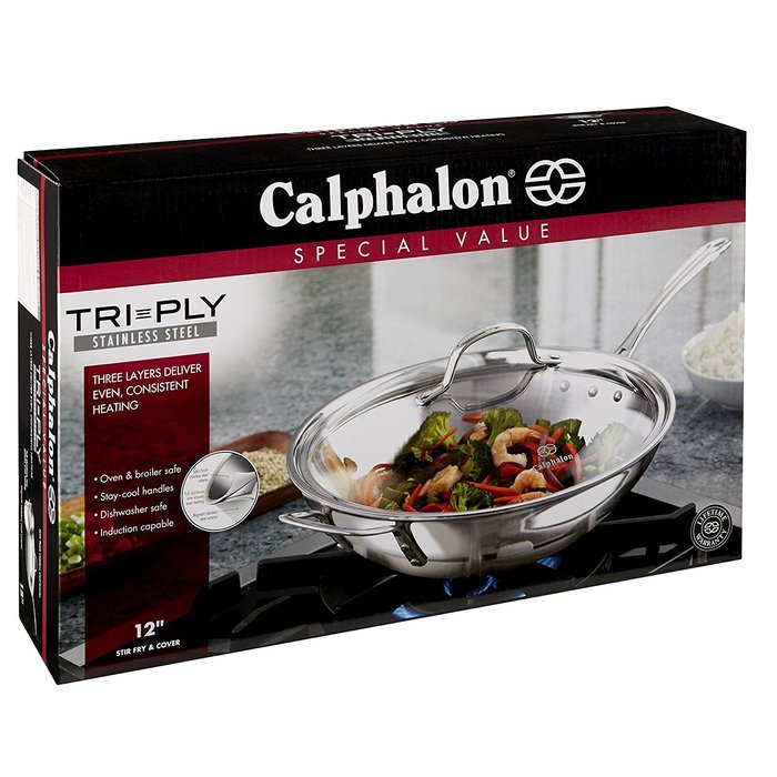 Calphalon Tri-Ply Stainless Steel 14-Inch Roaster with Rack and Lifters ...