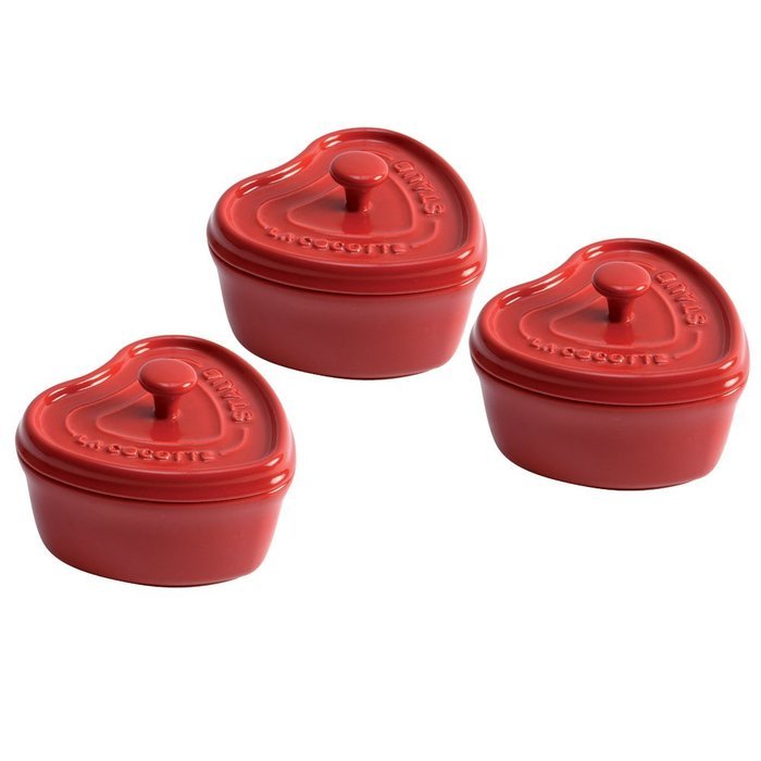 Staub Ceramic Heart Mini Cocotte 3-pc Set - Cherry free image download