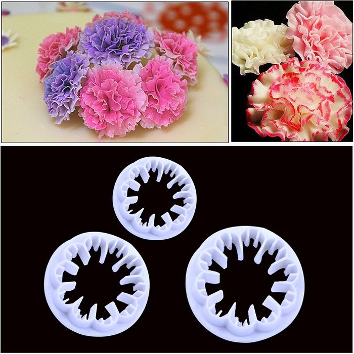 Anyana 3pcs set Carnation Plastic Cookie Cutter Cake Mould Tool Kitchen ...