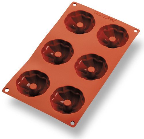 Flexible Bakeware Mini Kugelhopf 2-7/8" diam. x 1-1/2" deep. 6 molds ...