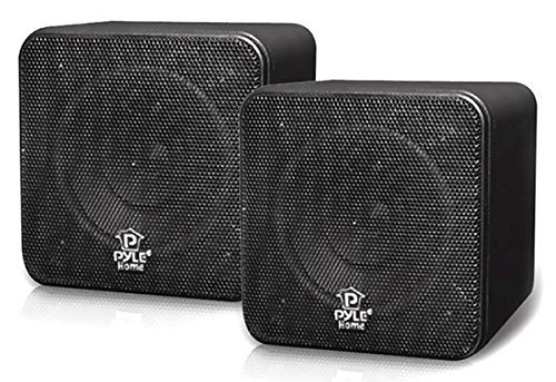 Pyle Home PCB4BK 4-Inch 200-Watt Mini Cube Bookshelf Speaker (Black ...