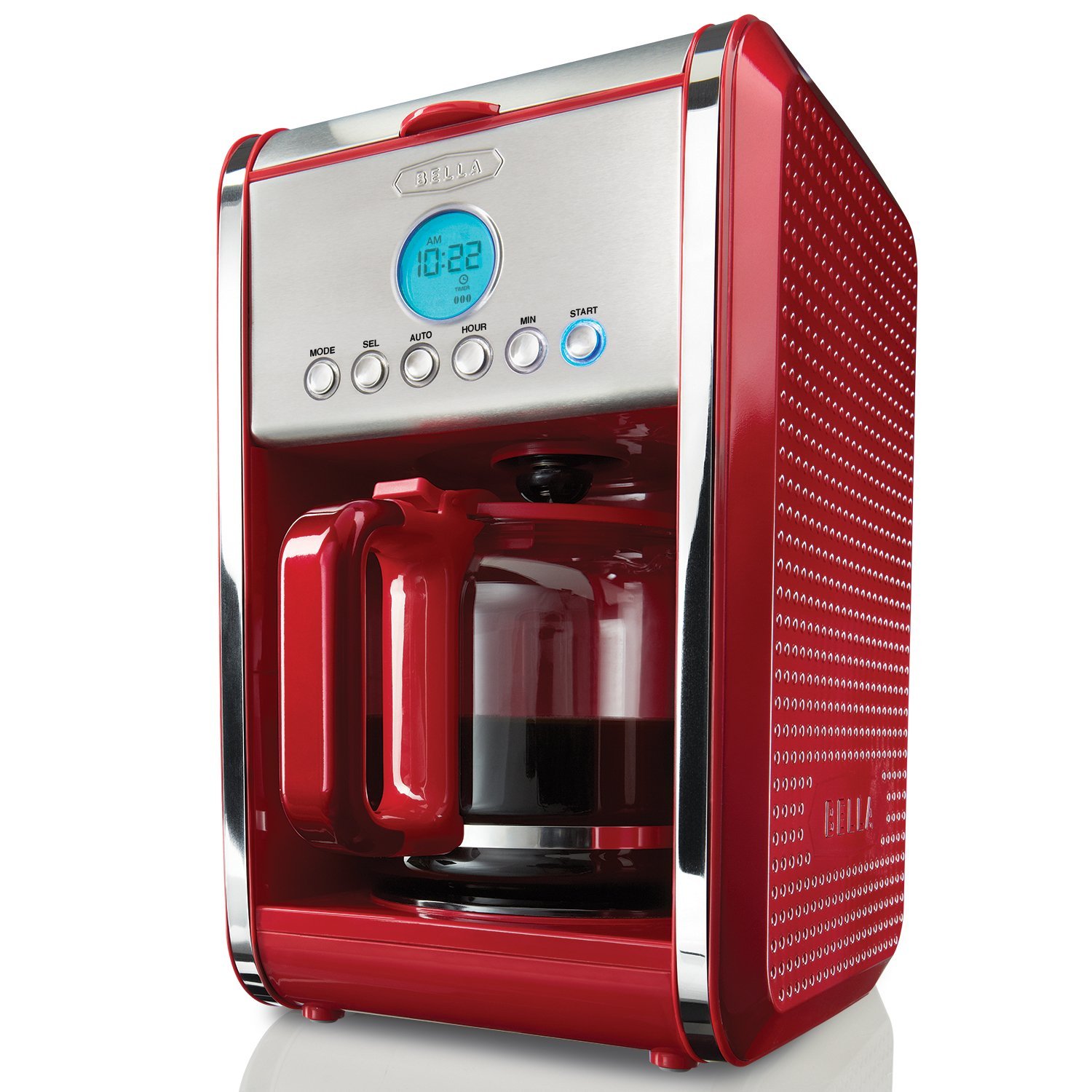 BELLA 13839 Dots Collection 12-Cup Programmable Coffee Maker, Red free ...