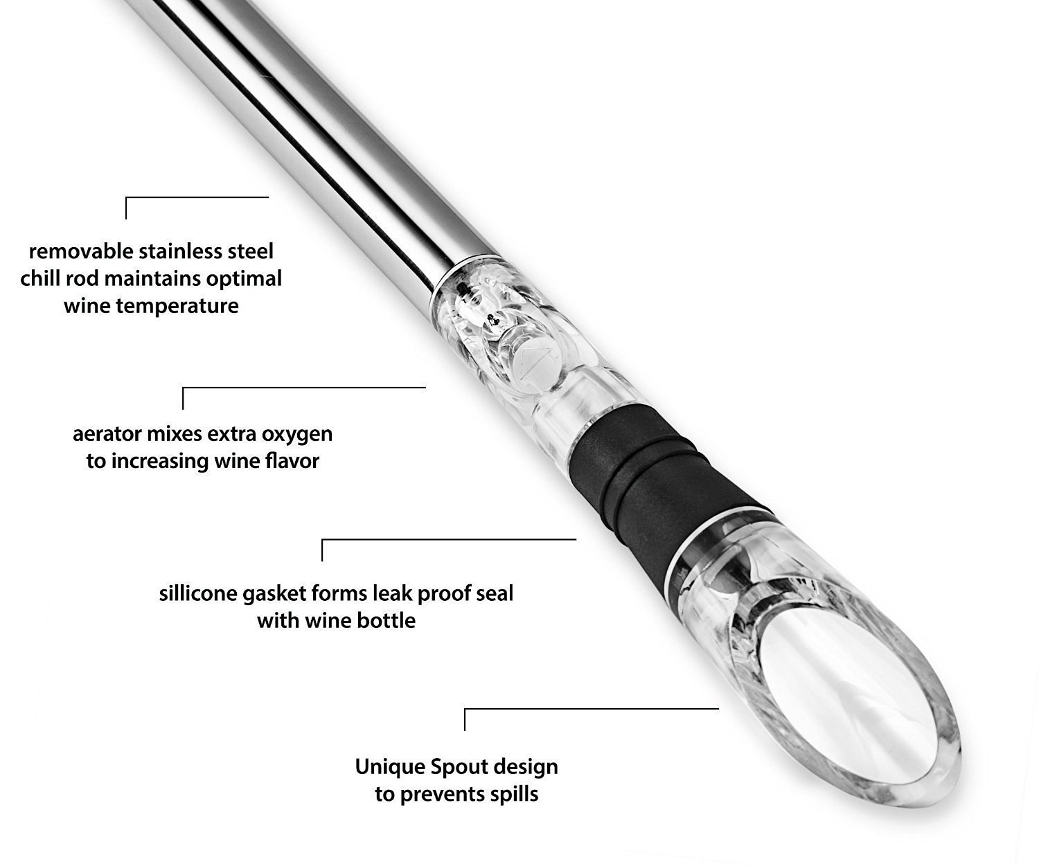 Vivian Wine Chiller 3 in 1 Wine Bottle Cooler Stick Stainless Steel
