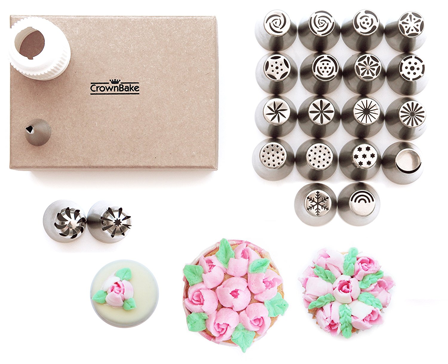 CrownBake DELUXE Russian Piping Tips 32 Pcs (2 XLarge Sphere Ball ...