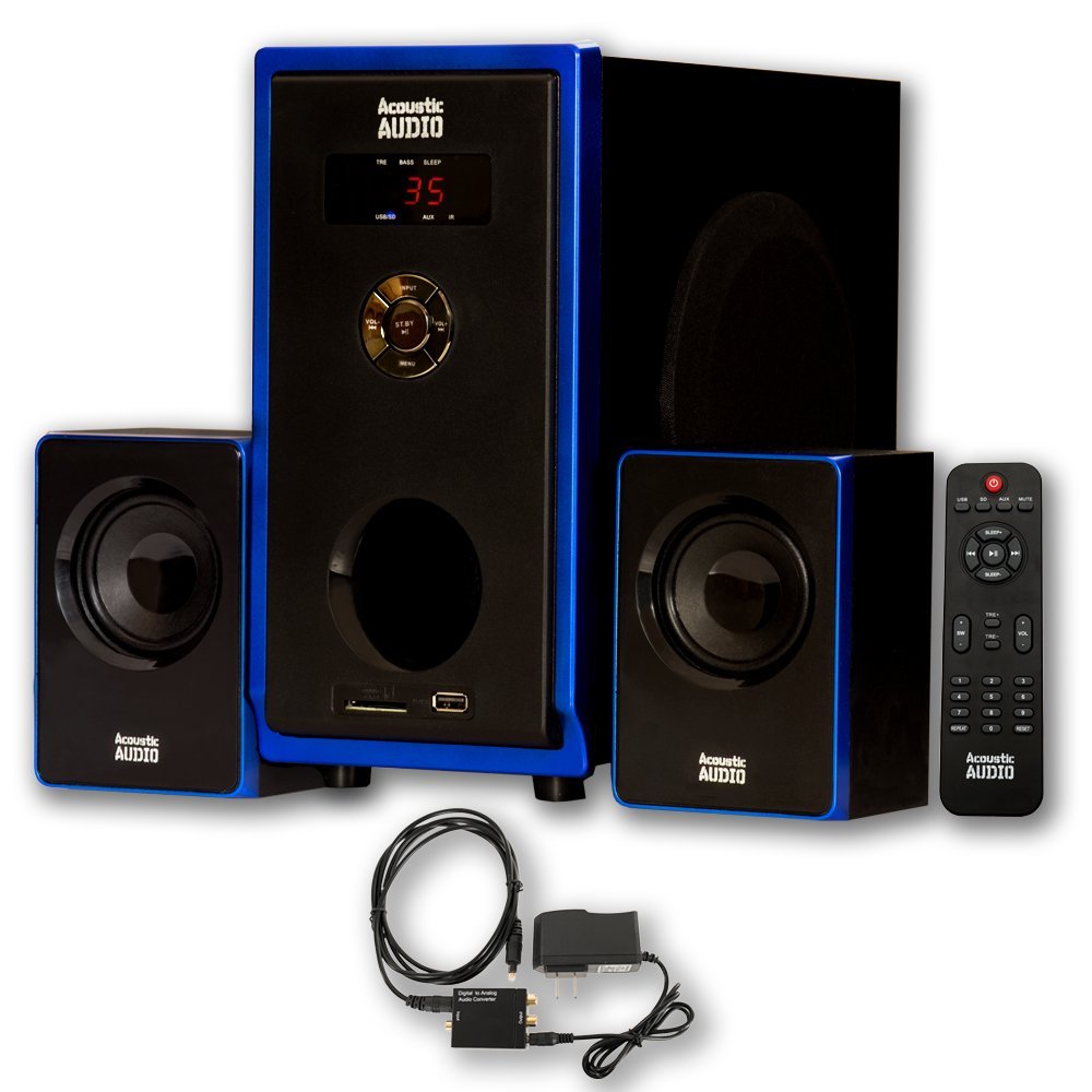 Acoustic Audio AA2102 Home 2.1 Speaker System with Optical Input for ...