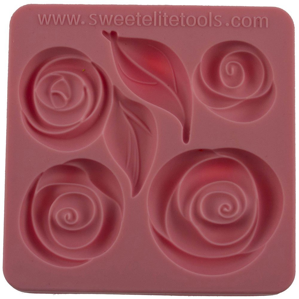 Sweet Elite Tools - Pouf Roses and Leaves Silicone Rolled Fondant and ...