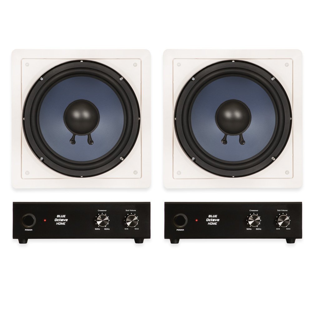 Blue Octave RW10 In Wall 10" Passive Subwoofer Speakers Home Theater 2 ...