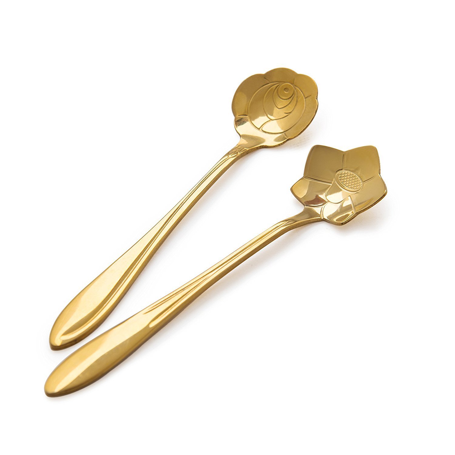 T-TOPER Stainless Steel Creative Tea Spoon (Set of 8),Gold Color N4 ...