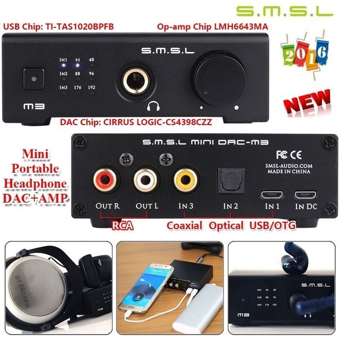 SMSL M3 USB/Optical fiber/ Coaxial Function Hi-Fi Audio Decoder All-in ...
