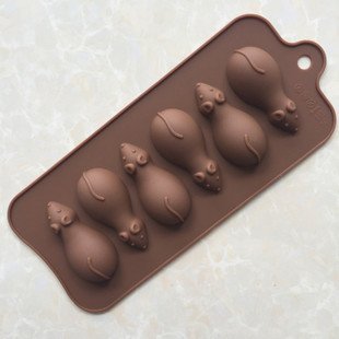 Longzang 6 Cavity Mouse Rat Silicone Mold for Cake Choco late Ice Tray ...