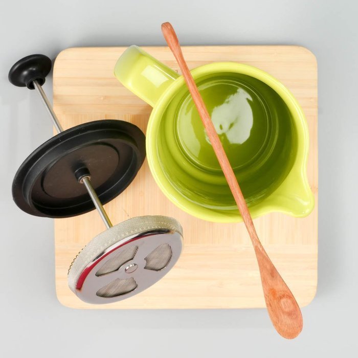 Ceramic French Press Coffee Press + Bonus Wooden Spoon (Carrot, 32 oz ...