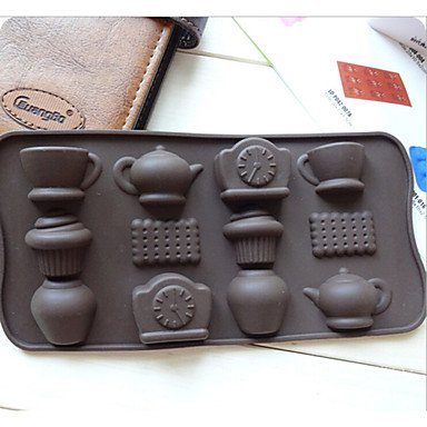 Y&XL&H Fashion 12 Holes Tea Cup Clock Teapot Diy Silicone Cake Mold Ice ...