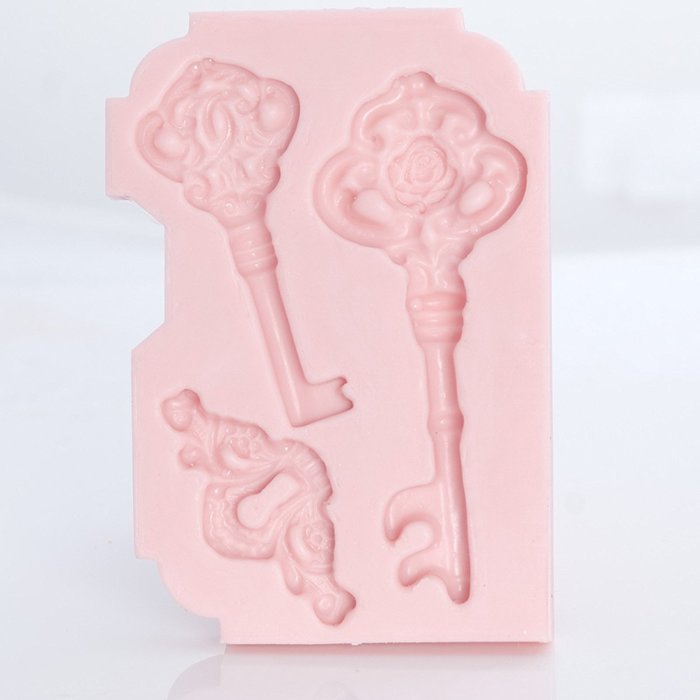 Victorian Rose Skeleton Key Silicone Mold, Food Safe Wedding Cake ...