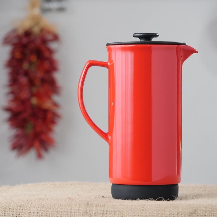 Ceramic French Press Coffee Press + Bonus Wooden Spoon (Carrot, 32 oz ...