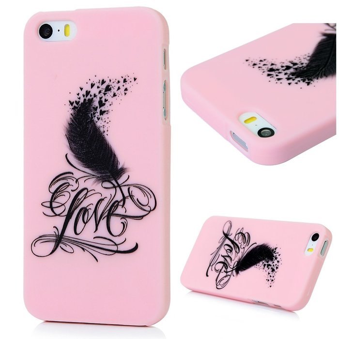 IPhone SE Case,iPhone 5S Case,iPhone 5 Case - Cute Black Feather Love Hearts Series Shockproof ...