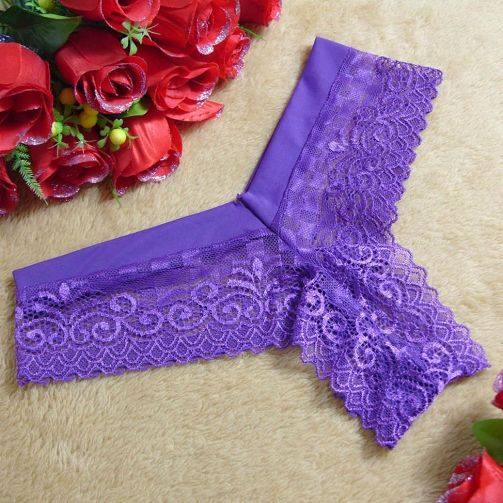 Underwear, PHOTNO Women Lace V-string Briefs Panties Thongs G-string ...