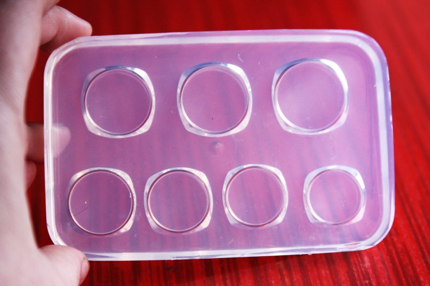Clear-silicone Square Ring mold. 7pc.- 8mm Height. Size 6,7,8,9,10,11 ...