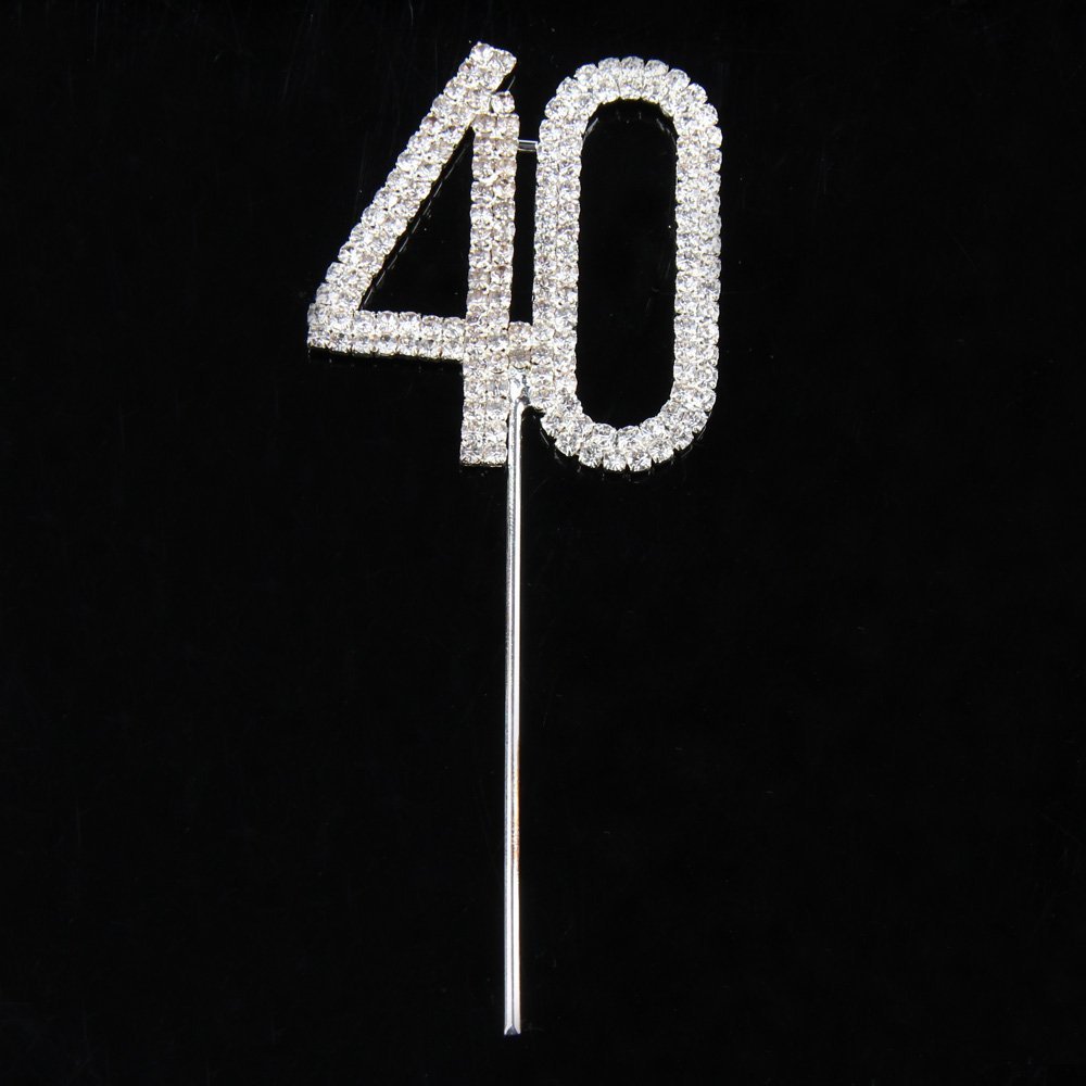 Vktech® Crystal Rhinestone Bling Silver Number 40 Birthday 40th ...