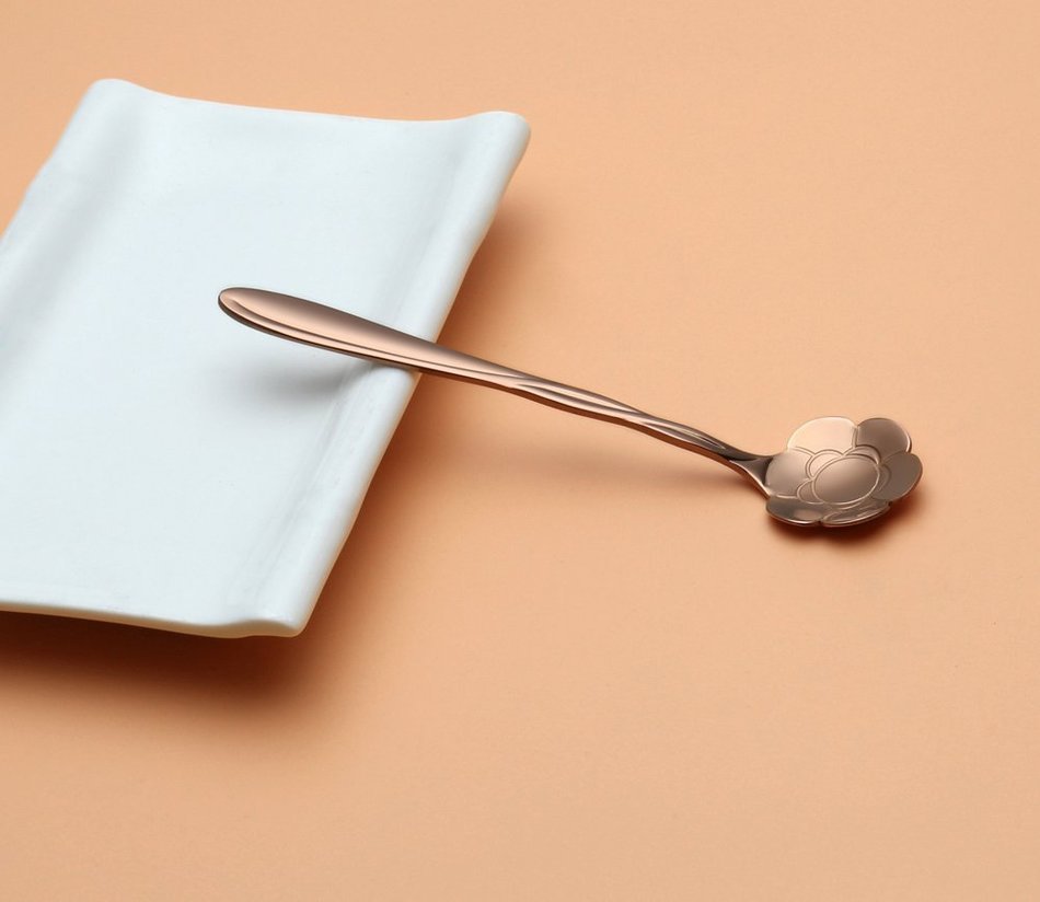 CHICHIC 8 Pcs Stainless Steel Tableware Creative Flower Coffee Spoon ...