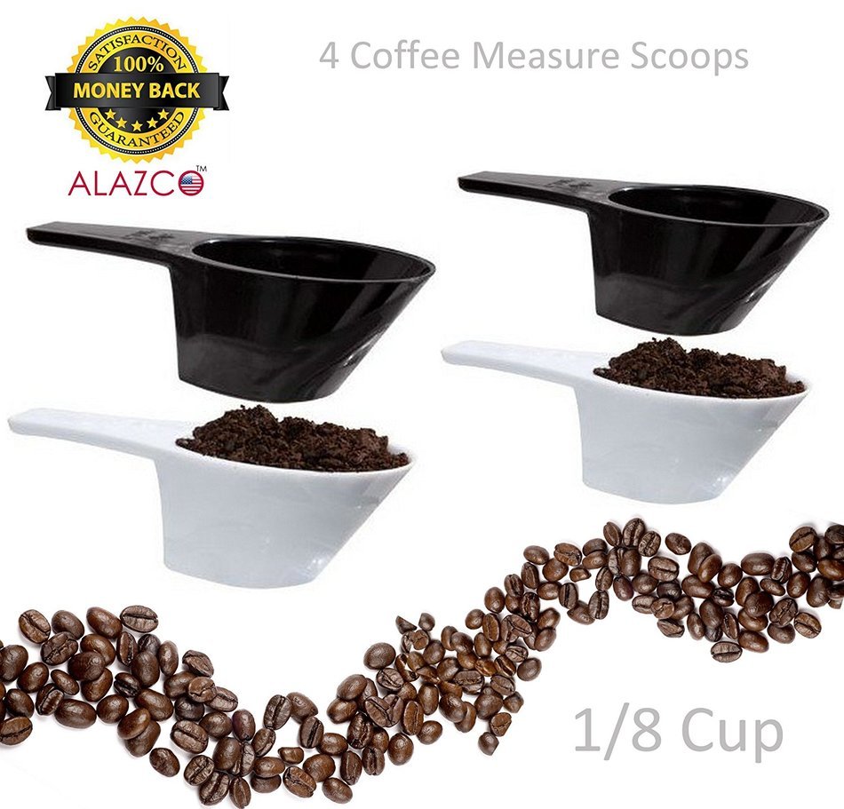 ALAZCO 4 pc COFFEE MEASURING SCOOP 1/8 CUP - Make The Perfect Pot Of ...