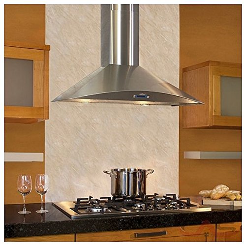 ELICA EFG636SM Wall Mount Chimney Hood with 600 CFM Internal Blower, 4 ...