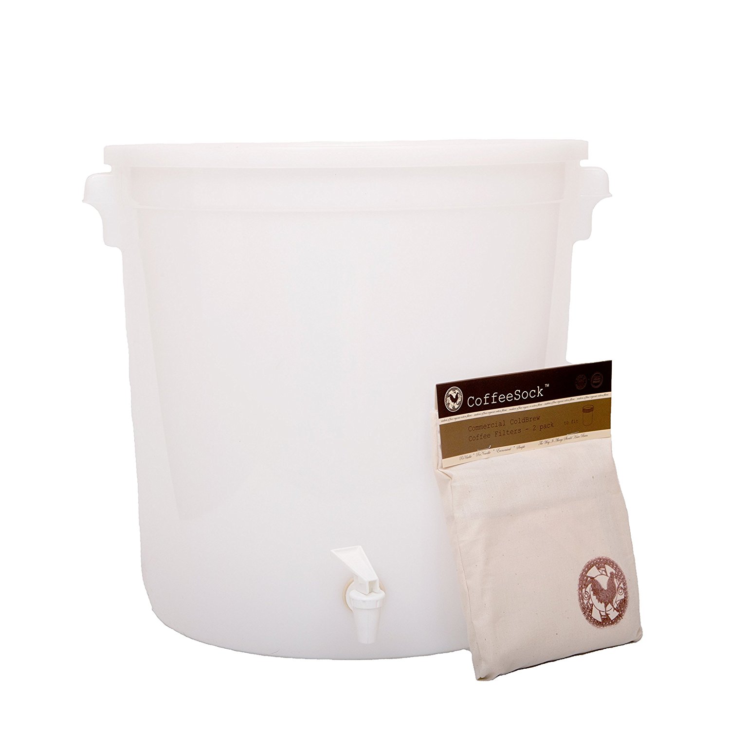 CoffeeSock 10 Gallon ColdBrew Kit- Reusable Organic Cotton Filter and ...