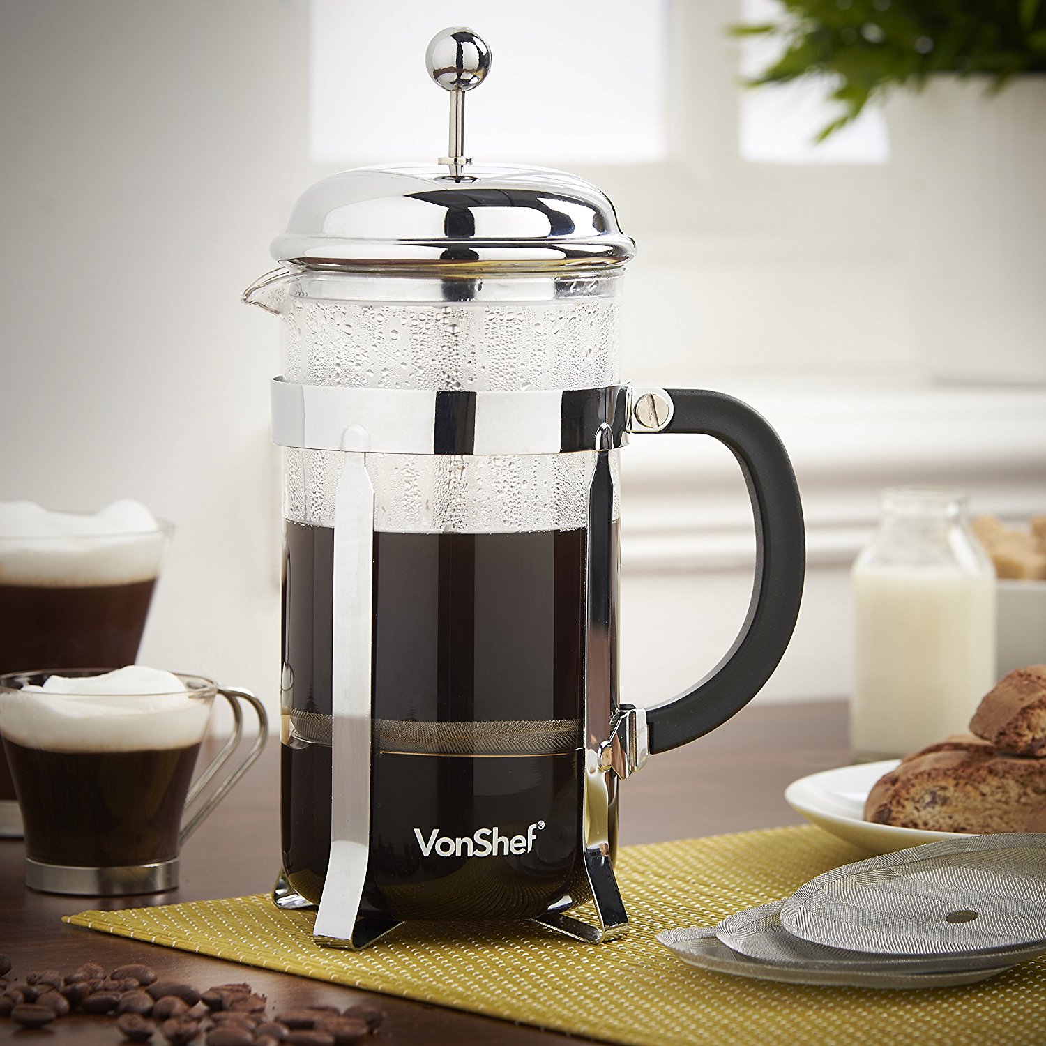 VonShef 12 Cup 48-Oz Glass French Press Cafetiere Coffee Maker N5 free ...
