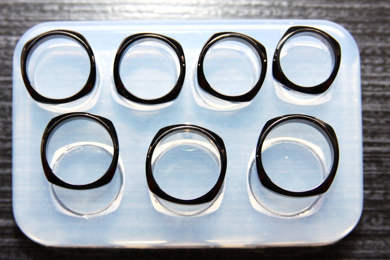 Clear-silicone Square Ring mold. 7pc.- 8mm Height. Size 6,7,8,9,10,11 ...
