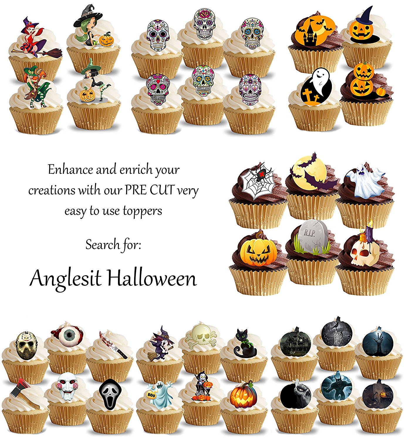 PRE-CUT HAPPY HALLOWEEN LITTLE WITCHES & ACCESSORIES EDIBLE RICE ...