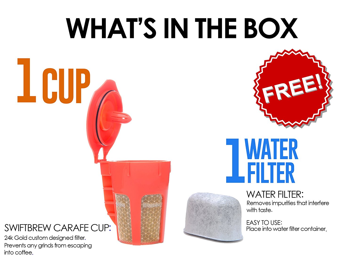 SwiftBrew 24k Gold Reusable K-Carafe Filter- K-Cup Refillable 4-5 Cup ...