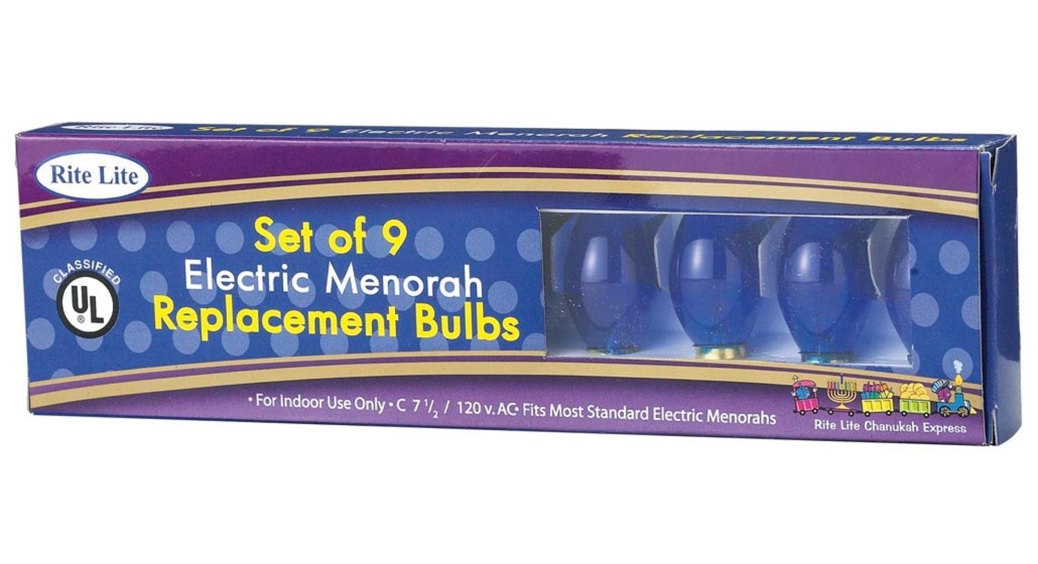 9ct Blue C7 1/2 Electric Hanukkah Menorah Glass Replacement Bulbs free ...