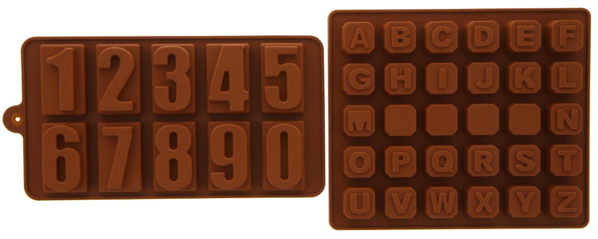 Juvale Silicone Chocolate Hard Candy Mold Set Numbers Alphabet Heat ...