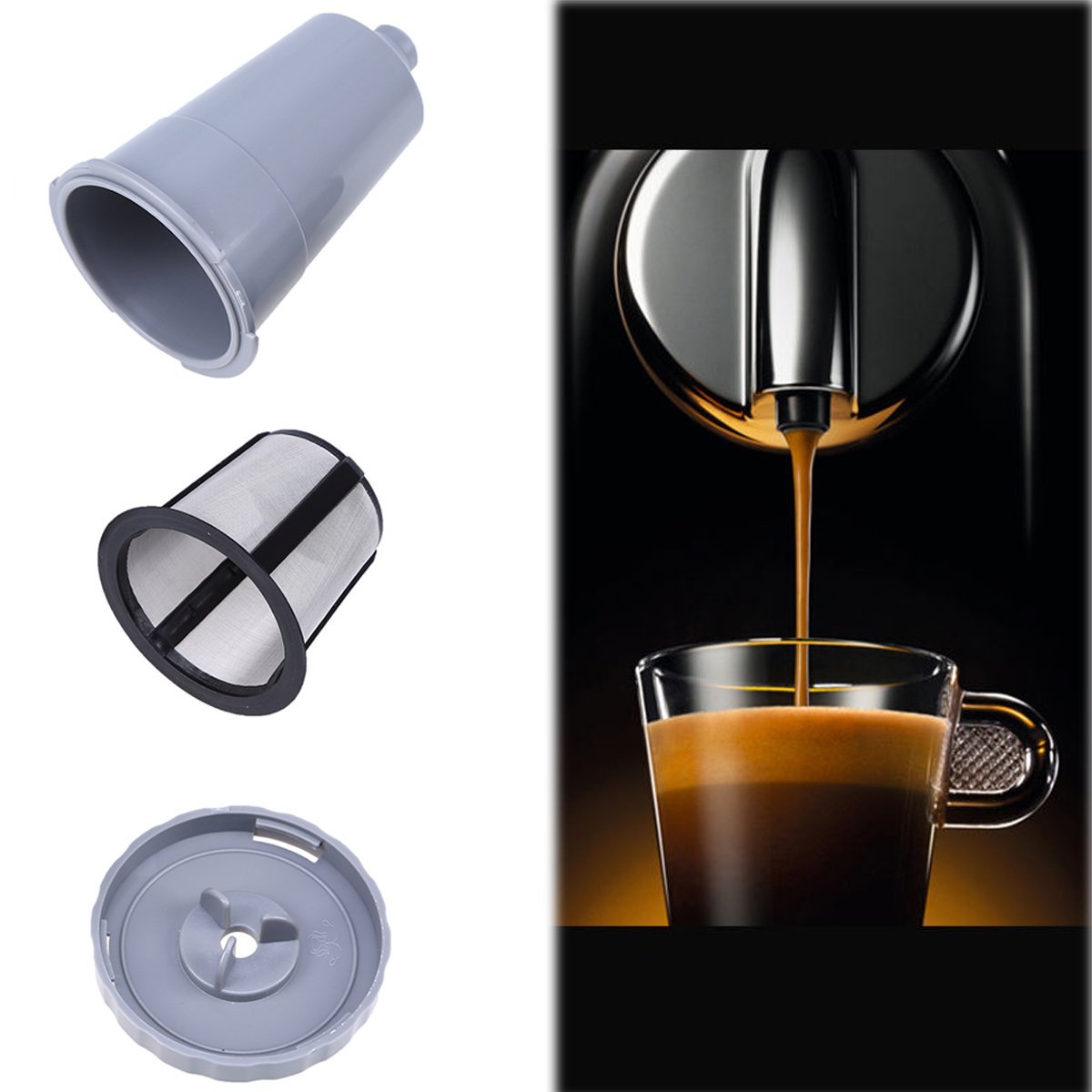 Whosee Purple Reusable K-Cups Coffee Filter Pack 53ml Coffee Powder ...