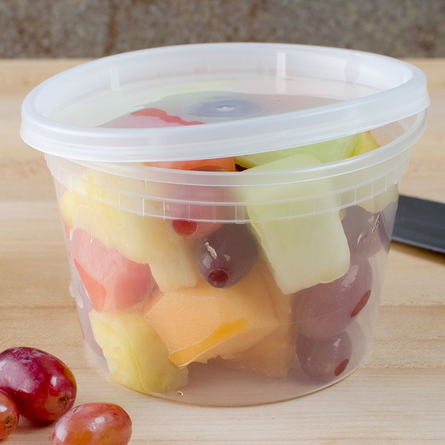 SunnyCare® 16 oz.Microwavable Translucent Plastic Deli Container with ...