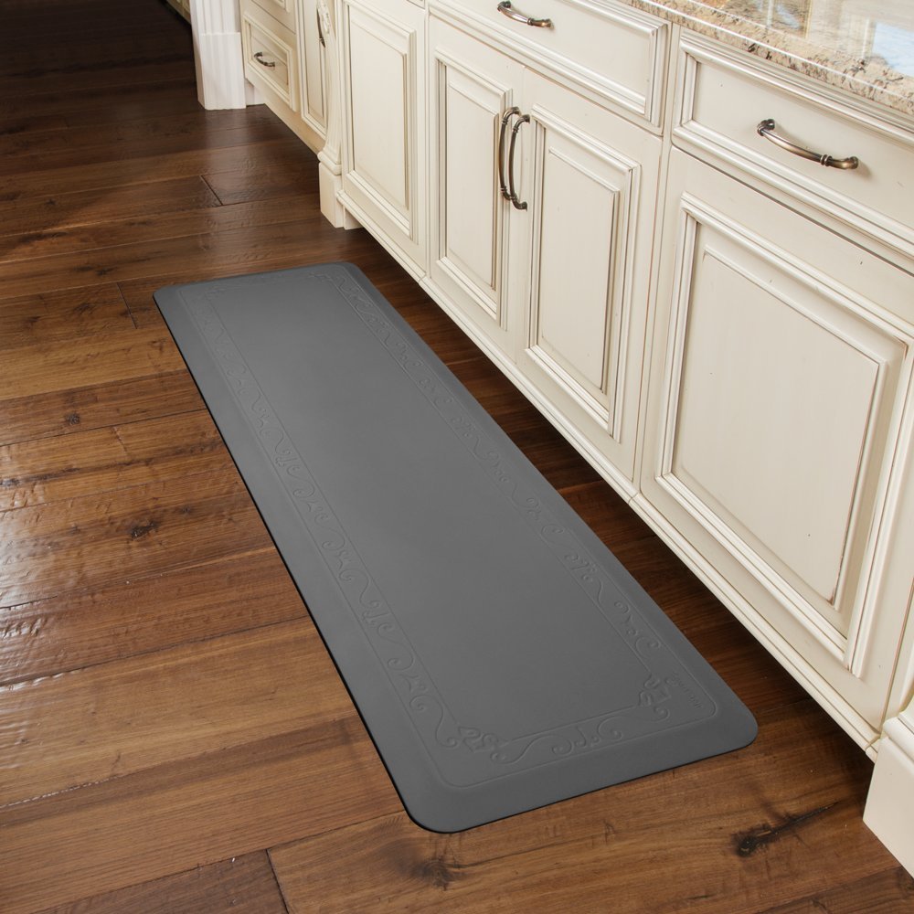 Smart Step Home Collection 72 Inch by 20 Inch Fleur-de-Lys Mat, Gray ...