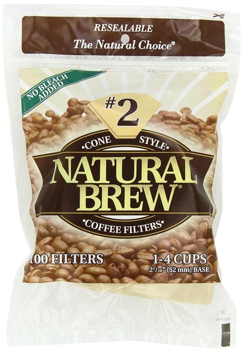Natural Brew #2 Cone Coffee Filters, Natural Brown Paper, 100-Count ...