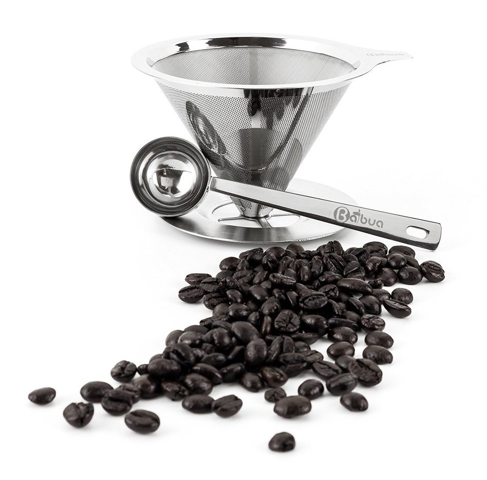 Paperless Pour Over Coffee Dripper with Coffee Scoop, Stainless Steel ...