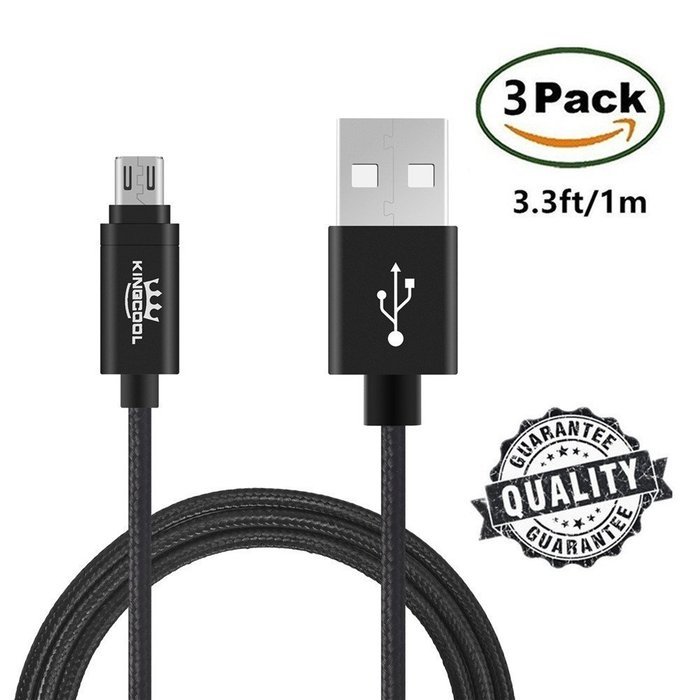 KingCool Micro USB Charge Cable 3 Pack 3.3 ft/1m Durable Braided Nylon ...