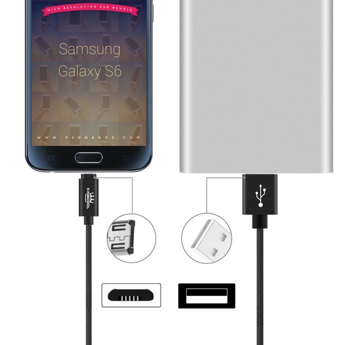 KingCool Micro USB Charge Cable 3 Pack 3.3 ft/1m Durable Braided Nylon ...