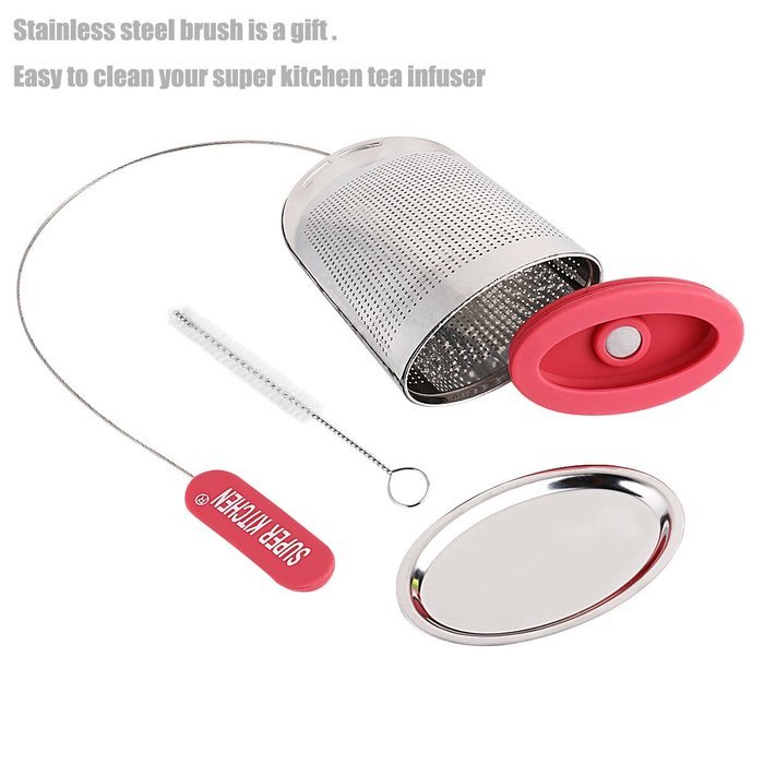 Super Kitchen Ultra Fine Premium Stainless Steel Tea Infuser With Brush ...