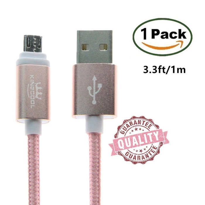 KingCool Micro USB Charge Cable 3 Pack 3.3 ft/1m Durable Braided Nylon ...