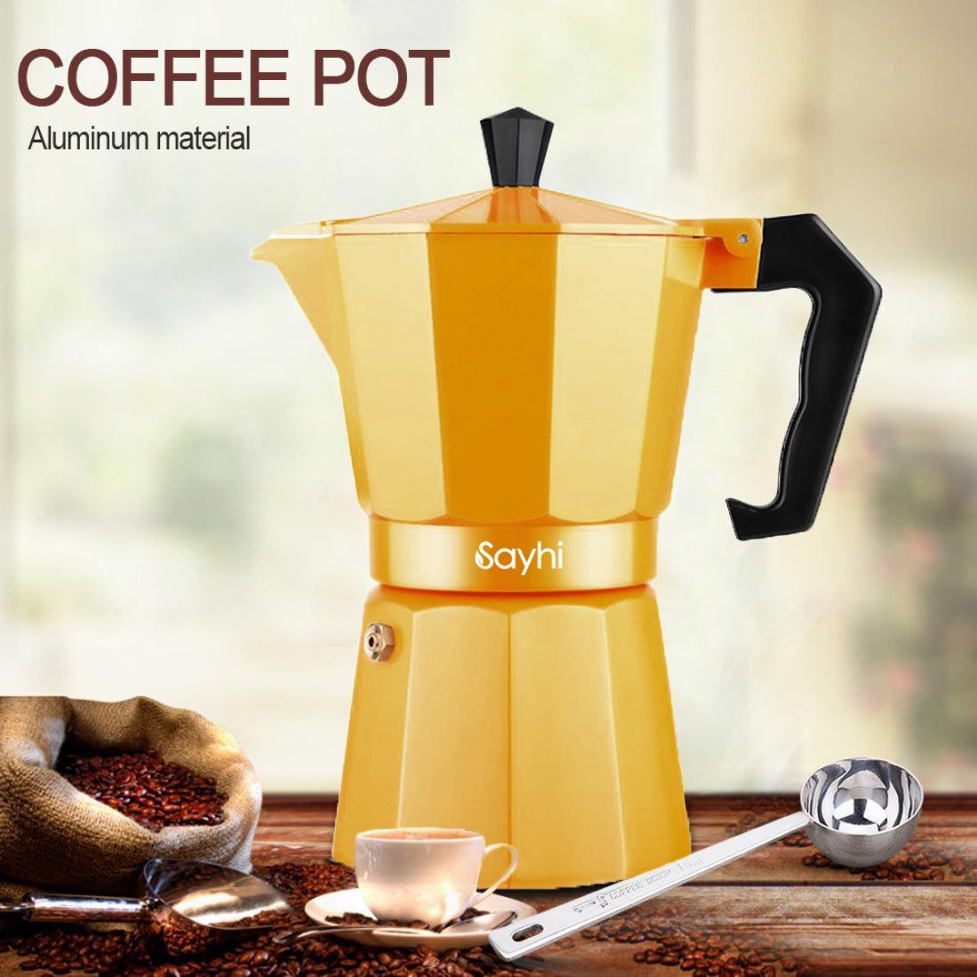 Espresso Maker, HOOHI 240 ML Aluminum Moka Express Stovetop Espresso Maker Pot Coffee Machine ...